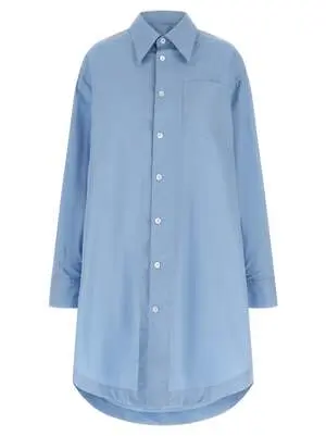 AMI Paris Cotton Poplin De Coeur' Shirt Dress - Blue