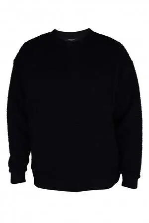 Balmain Quilted Crew Neck Sweater - Black
