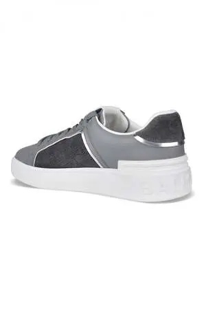 Balmain B-court Leather And Suede Sneakers - Gray