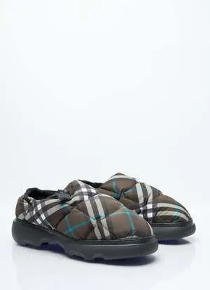 Burberry Check Nylon-blend Quilted Pillow Mules - Green