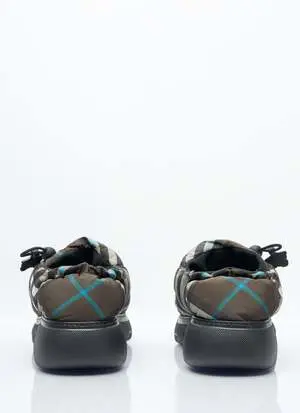 Burberry Check Nylon-blend Quilted Pillow Mules - Green