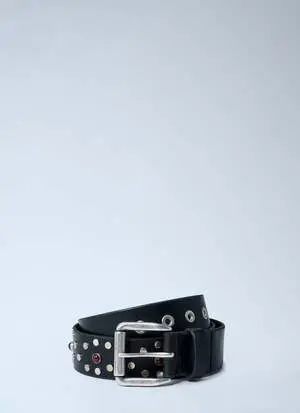 Our Legacy Vortext Belt Leather With Metal Detailing - Black