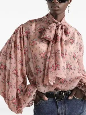Dolce & Gabbana Small Flower Bouquets-print Chiffon Blouse - Multicolor