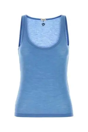 Versace Ribbed Wool Tank Top - Blue