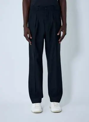 Prada Wool-blend Pinstripe Tailored Pants - Black