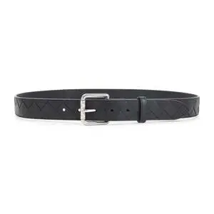 Bottega Veneta Intrecciato Leather Belt - Black
