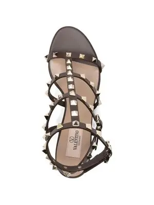 Valentino Garavani Rockstud 60 Leather Ankle Strap Sandals - Brown