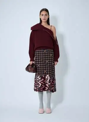 Dries Van Noten Burgundy Wool Zip Collar Sweater - Red