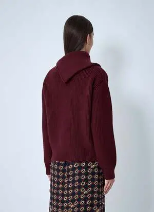 Dries Van Noten Burgundy Wool Zip Collar Sweater - Red