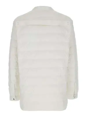 RICK OWENS X MONCLER White Down Jacket With Logo Patch