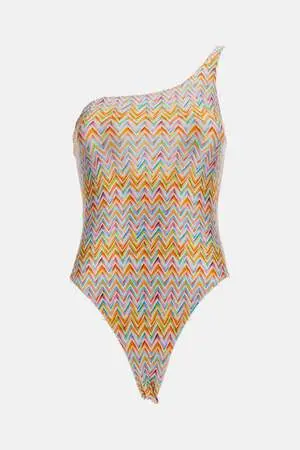 Missoni One-shoulder One-piece Swimsuit With Iconic Zigzag Pattern - Multicolor