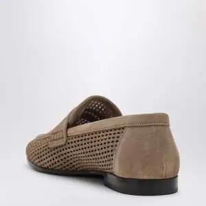 Brunello Cucinelli Sparkling Net Leather Loafers - Brown