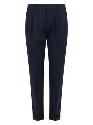 FAY Capri Pants Slim Fit Cotton Blend - Blue