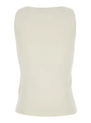 Max Mara Viscose Blend Sleeveless Top With Tonal Logo Embroidery - Multicolor