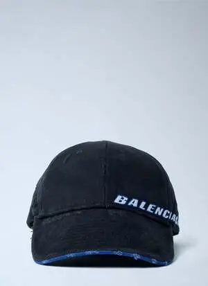 Balenciaga Logo Motif Baseball Cap - Black