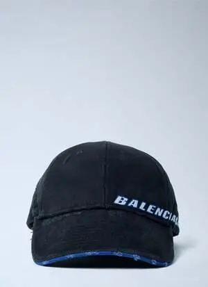 Balenciaga Logo Motif Baseball Cap - Black