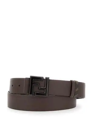 Fendi Belt With Ff Metallica Logo Plate
