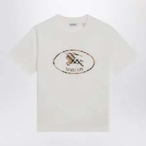 Burberry Cotton T-shirt With Knight Stamp - White