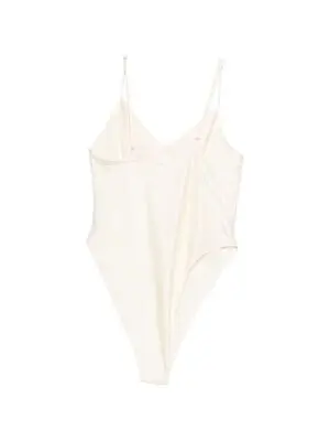 FORTE_FORTE Silk Satin Bodysuit With Pleated Detail