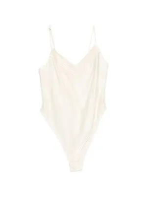 FORTE_FORTE Silk Satin Bodysuit With Pleated Detail - Multicolor