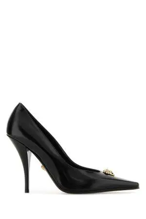 Versace Leather Pumps With Medusa Detail - Black
