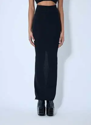 Rick Owens Wool Knit Maxi Skirt - Black