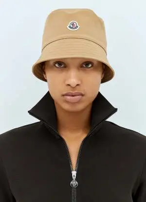 Moncler Logo Patch Bucket Hat - Cream