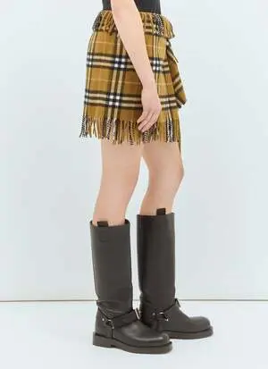 Burberry Check Wool And Cashmere Scarf Skirt