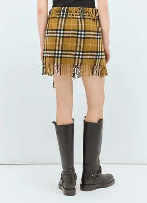 Burberry Check Wool And Cashmere Scarf Skirt
