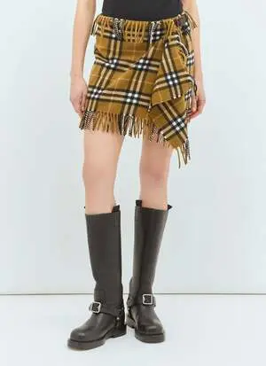 Burberry Check Wool And Cashmere Scarf Skirt