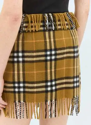 Burberry Check Wool And Cashmere Scarf Skirt
