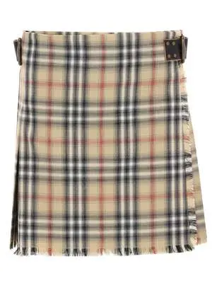 Burberry Kilt Skirt In Wool Check - Multicolor