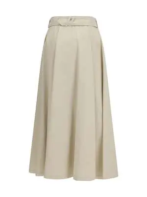 Burberry Midi Trench Skirt In Gabardine - Cream
