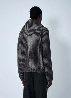 Our Legacy Wool Rib Knit Full Zip Hooded Sweatshirt