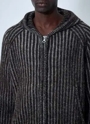 Our Legacy Wool Rib Knit Full Zip Hooded Sweatshirt