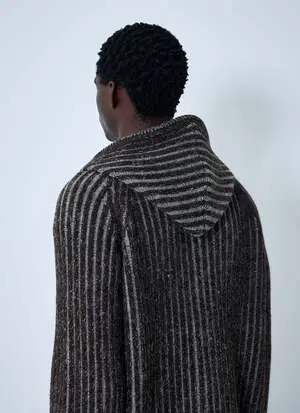 Our Legacy Wool Rib Knit Full Zip Hooded Sweatshirt