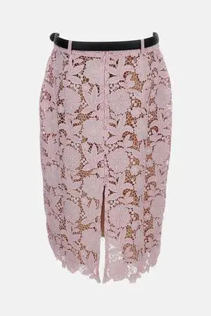 SELF-PORTRAIT Floral Lace Midi Skirt - Multicolor