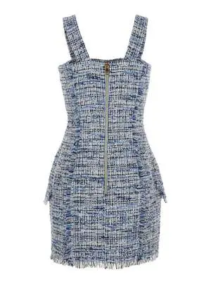 Balmain Tweed Bustier Dress With Frayed Details - Multicolor