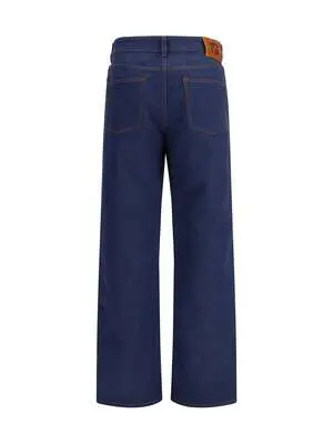 Fendi Five-pocket Straight Cut Jeans With Logo Detail