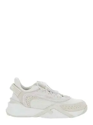 Fendi Flow Sneakers With Toggle Closure And Logo Lettering - White