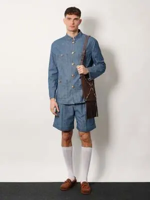 Valentino Garavani Denim Shorts With Embroidered Side Trim - Multicolor