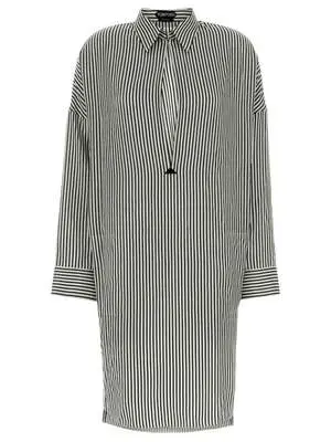 TOM FORD Striped Silk Midi Shirt Dress