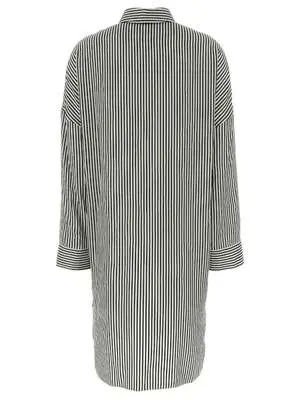 TOM FORD Striped Silk Midi Shirt Dress