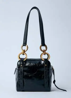 Prada Mini Dangle Leather Handbag - Black