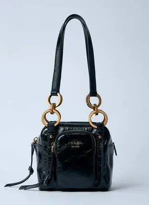Prada Mini Dangle Leather Handbag - Black
