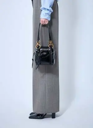 Prada Mini Dangle Leather Handbag - Black