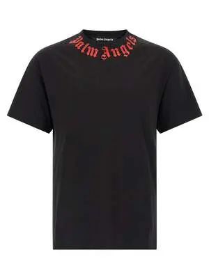 Palm Angels Neck Logo' T-shirt - Black