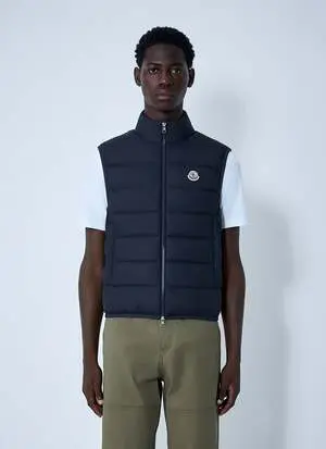 Moncler Contrin Quilted Down Vest With Stand Collar - Blue