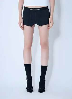 Balenciaga Cut-off Brief Mini Skirt In Stretch Cotton - Black