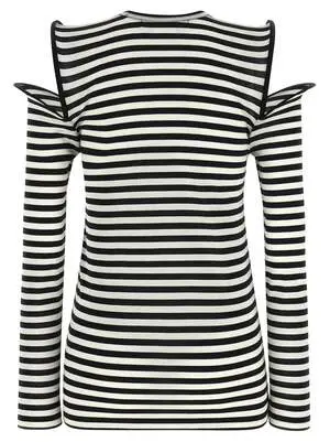 Junya Watanabe Striped Cotton T-shirt With Sculptural Shoulder Detail - Multicolor
